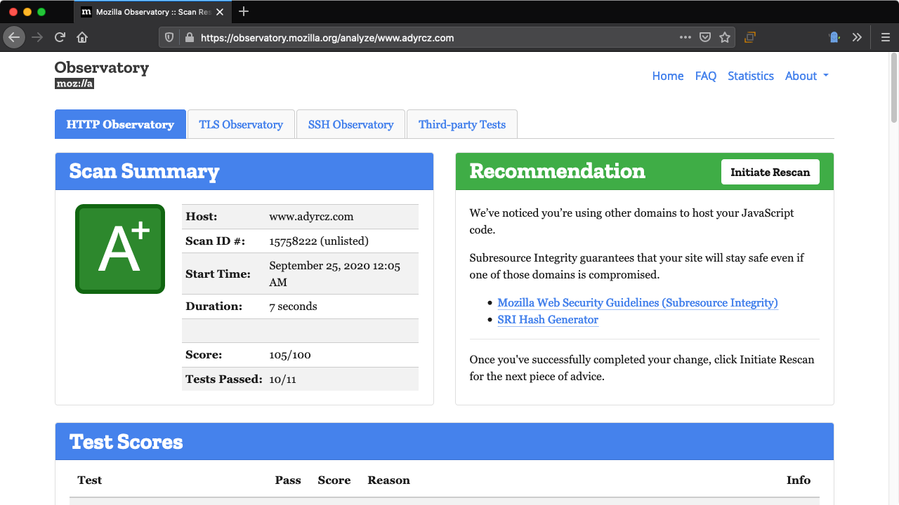 How I got an A+ on Mozilla Observatory | Andy Dyrcz
